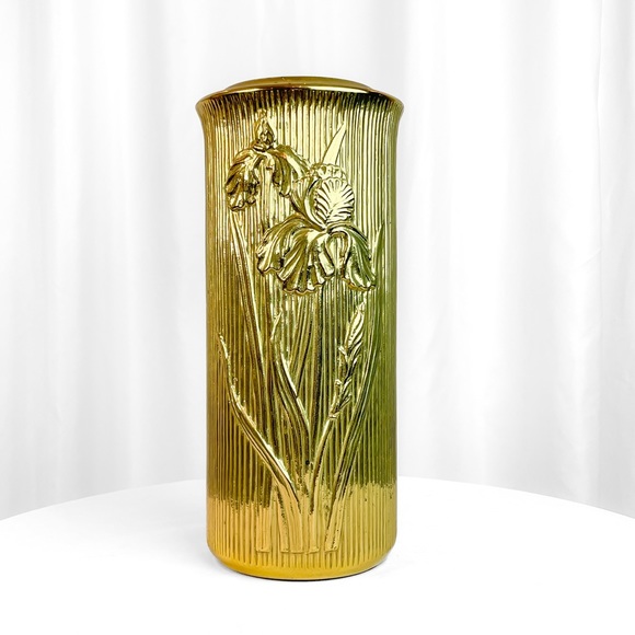 American Vintage | Accents | Vintage 97s Gold Reeded Vase | Poshmark